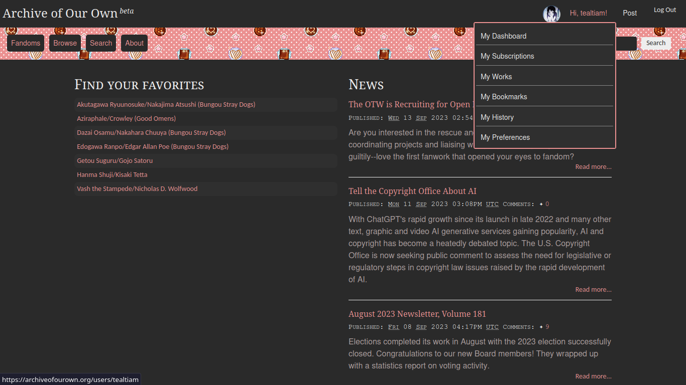 [AO3 skin] Strawberry Pie - tealtiam - No Fandom [Archive of Our Own]